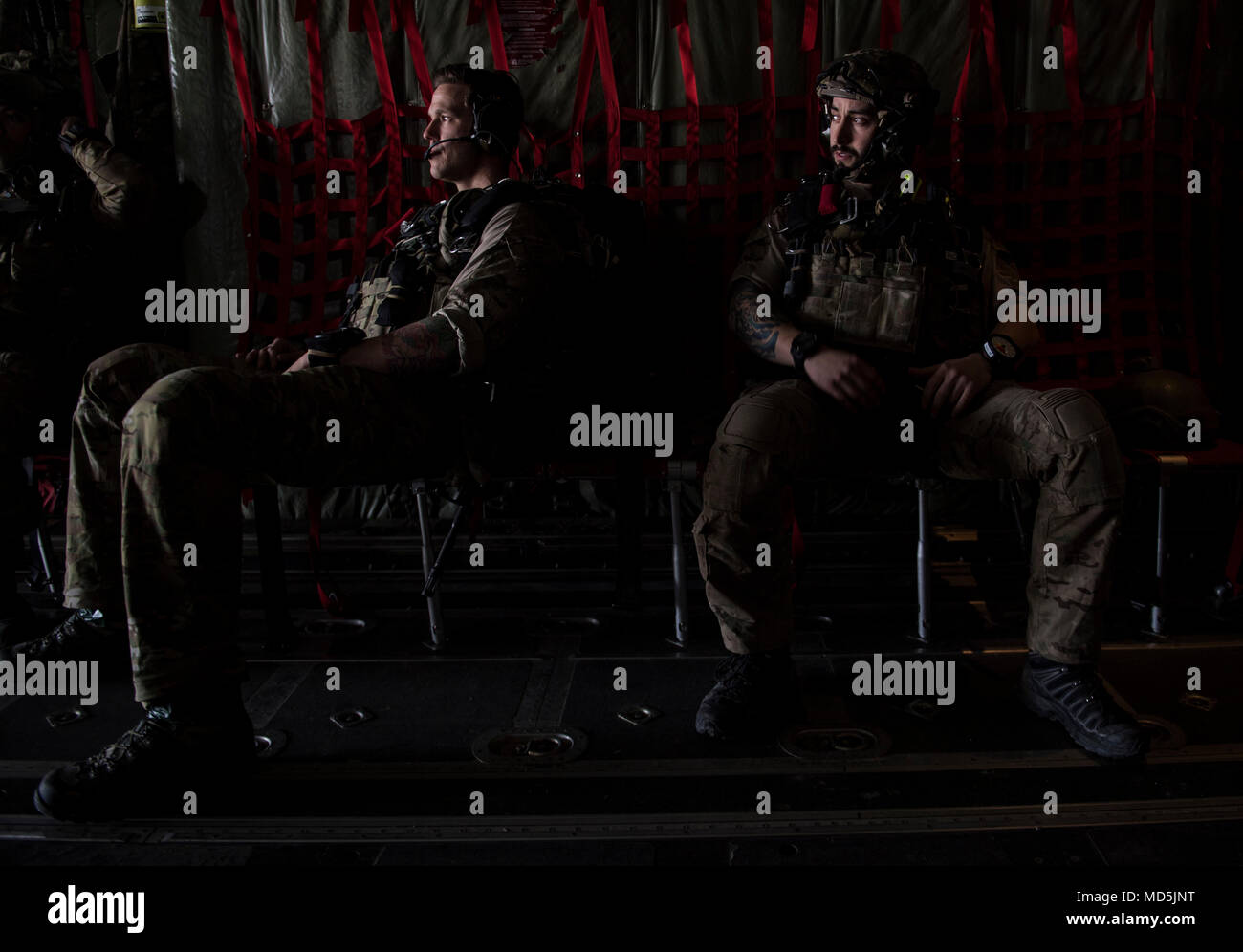 A U.S. Air Force Guardian Angel Team, consisting of pararescuemen ...