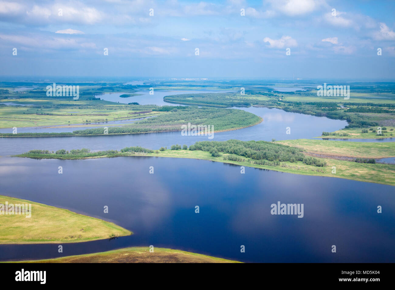 Big river in flooding period, top view Stock Photo - Alamy
