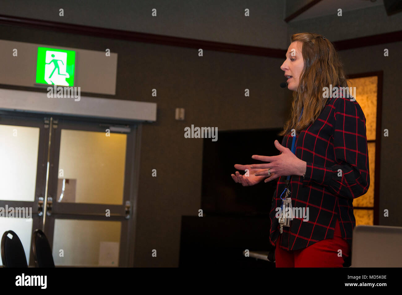 Jennifer Herman, a Marine Corps Community Services employee, gives a ...