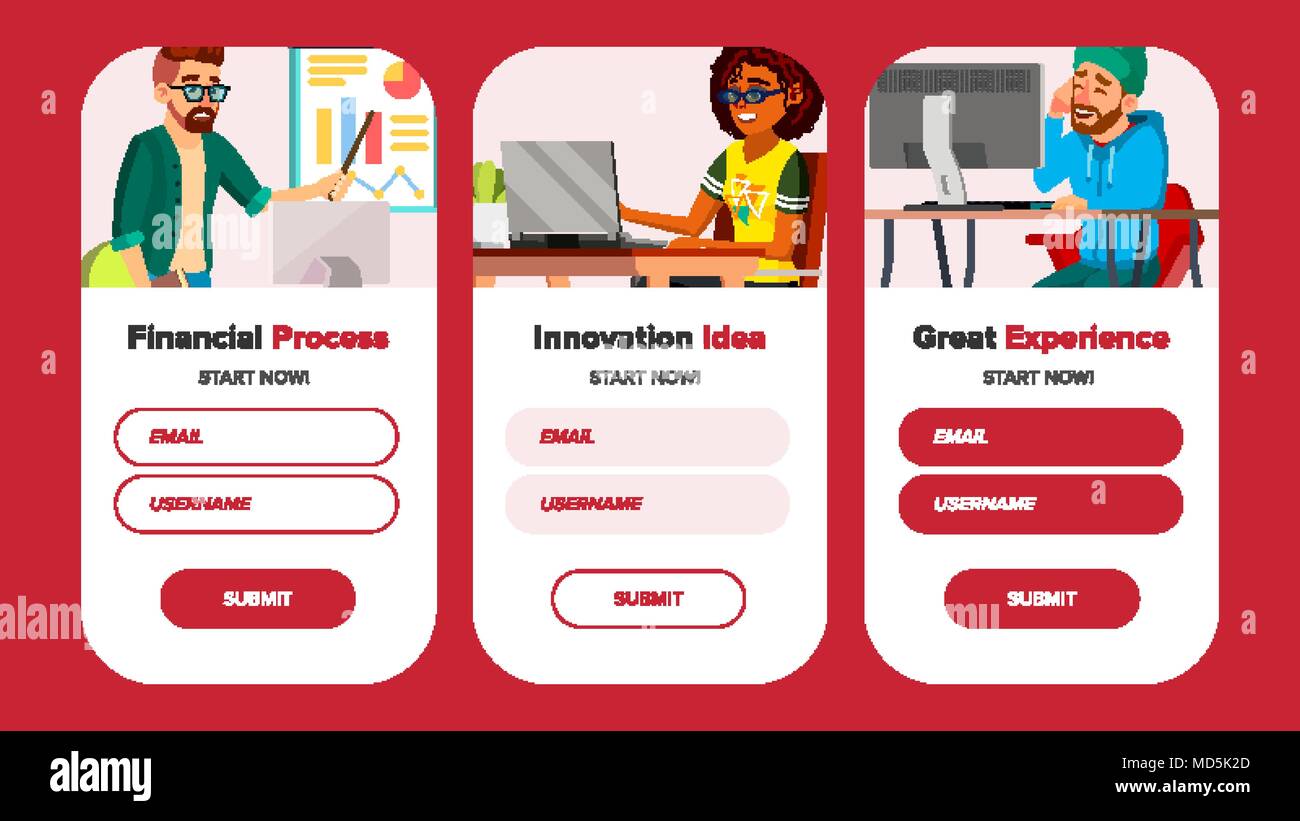 Web Page Banners Vector. Business Interface. IT Technology. Cartoon ...