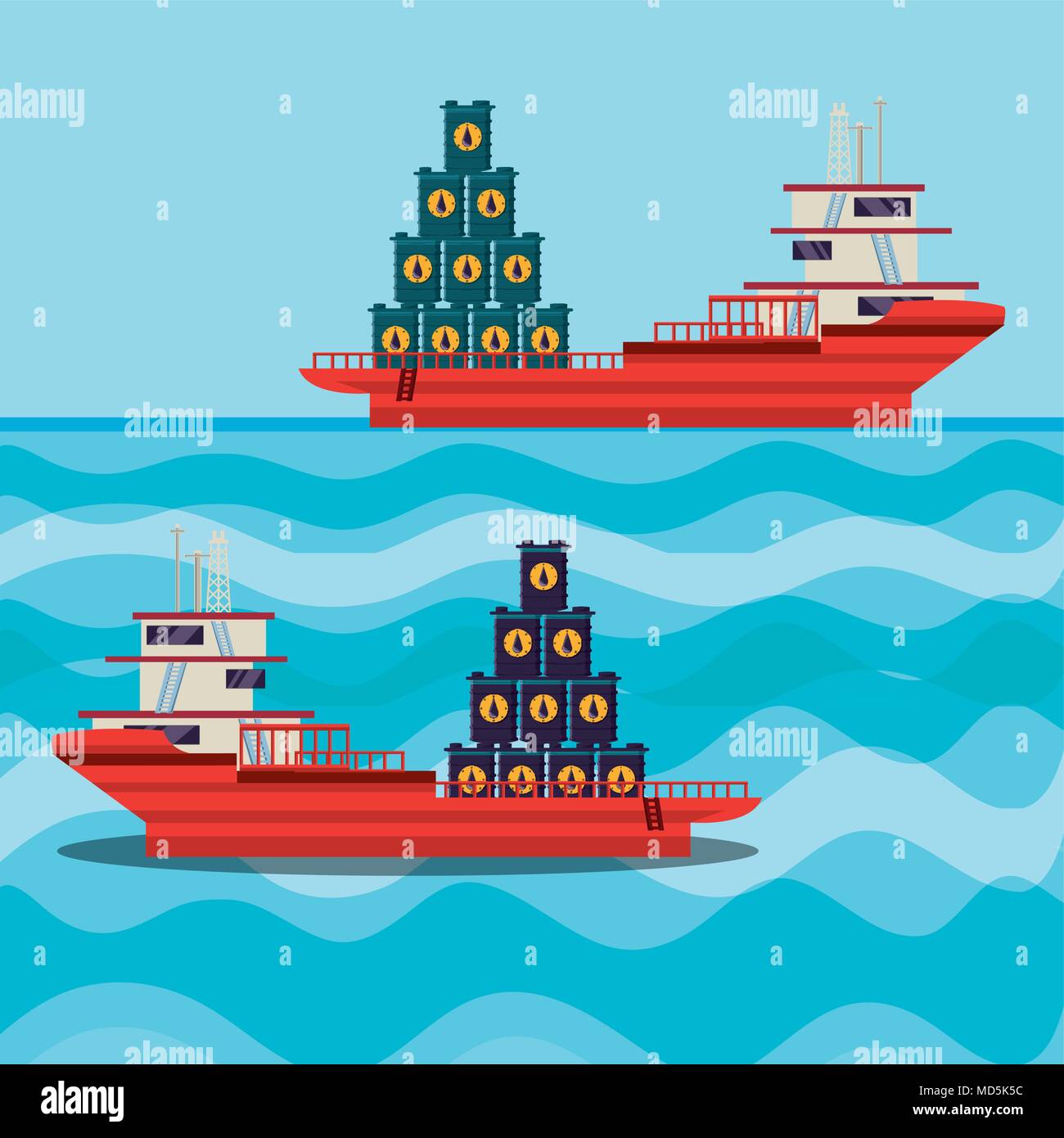 oil industry with ship freighter vector illustration design Stock ...
