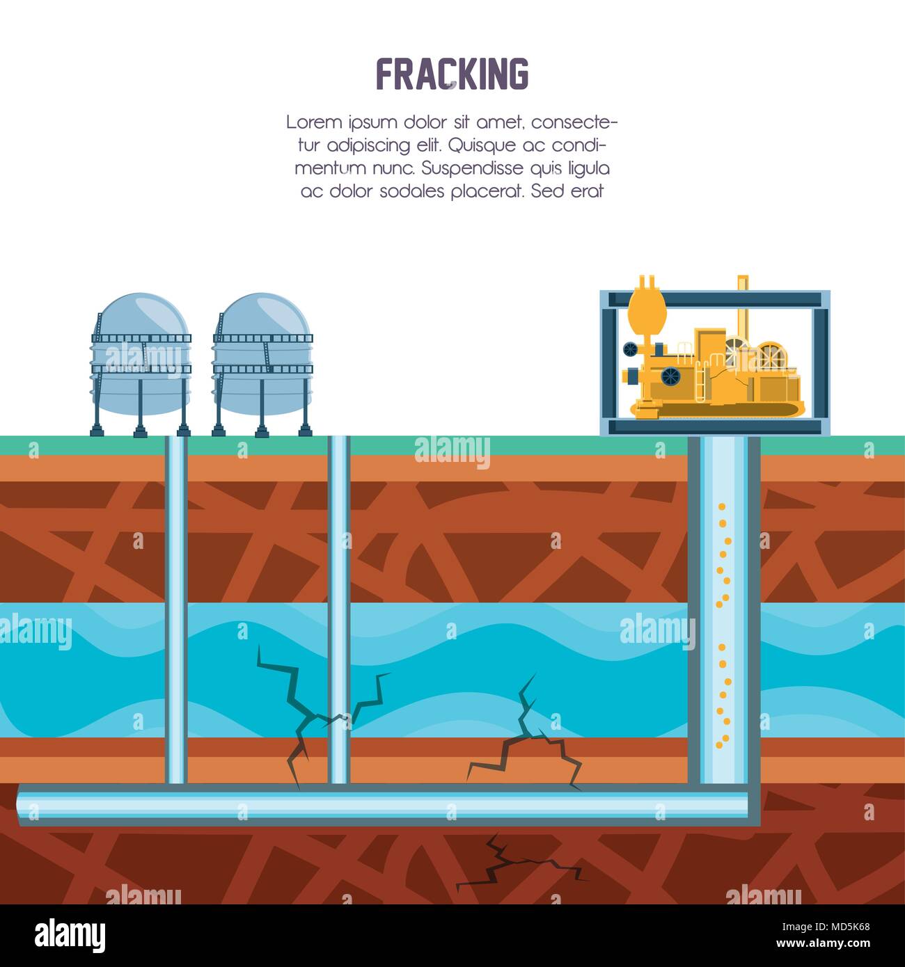 oil industry with fracking process vector illustration design Stock ...