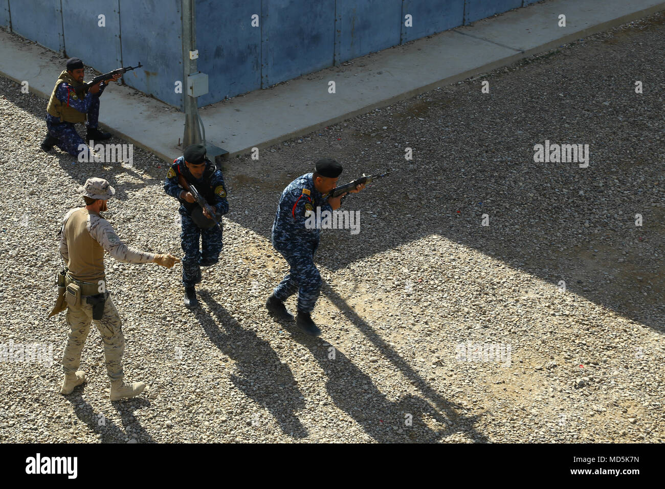 Iraqi Federal Police members of the 4th Brigade, conduct linear danger ...