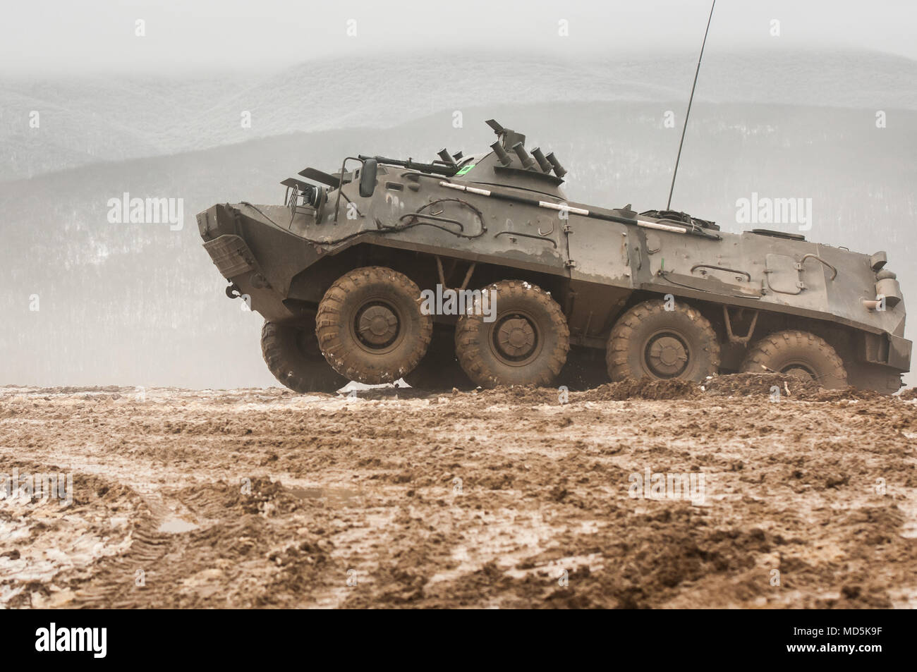 A Bulgarian BTR-60 Armored Personnel Carrier assigned to the 42nd ...