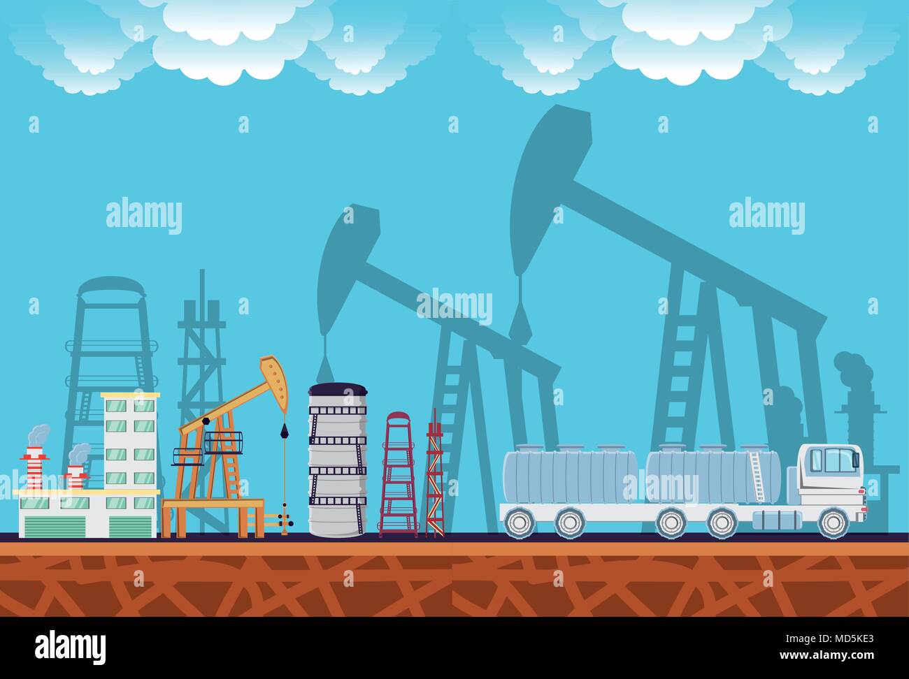 oil industry with refinery plant vector illustration design Stock ...