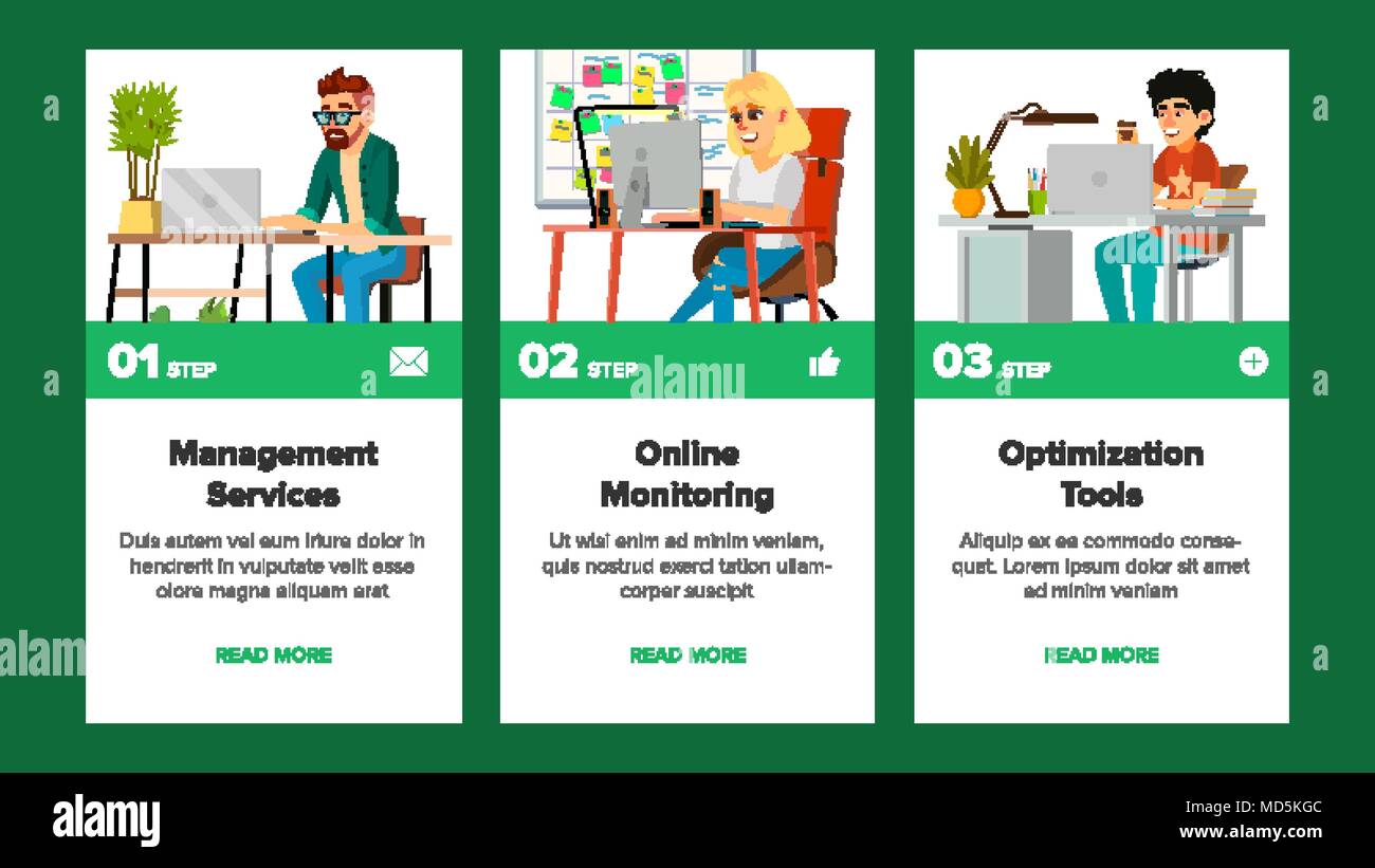 Web Page Banners Vector. Business Landing. Professional Team. Cartoon ...