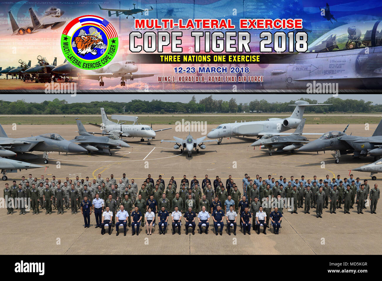 Cope Tiger 2018 group photo at Korat Air Base, Thailand, March 23, 2018 ...