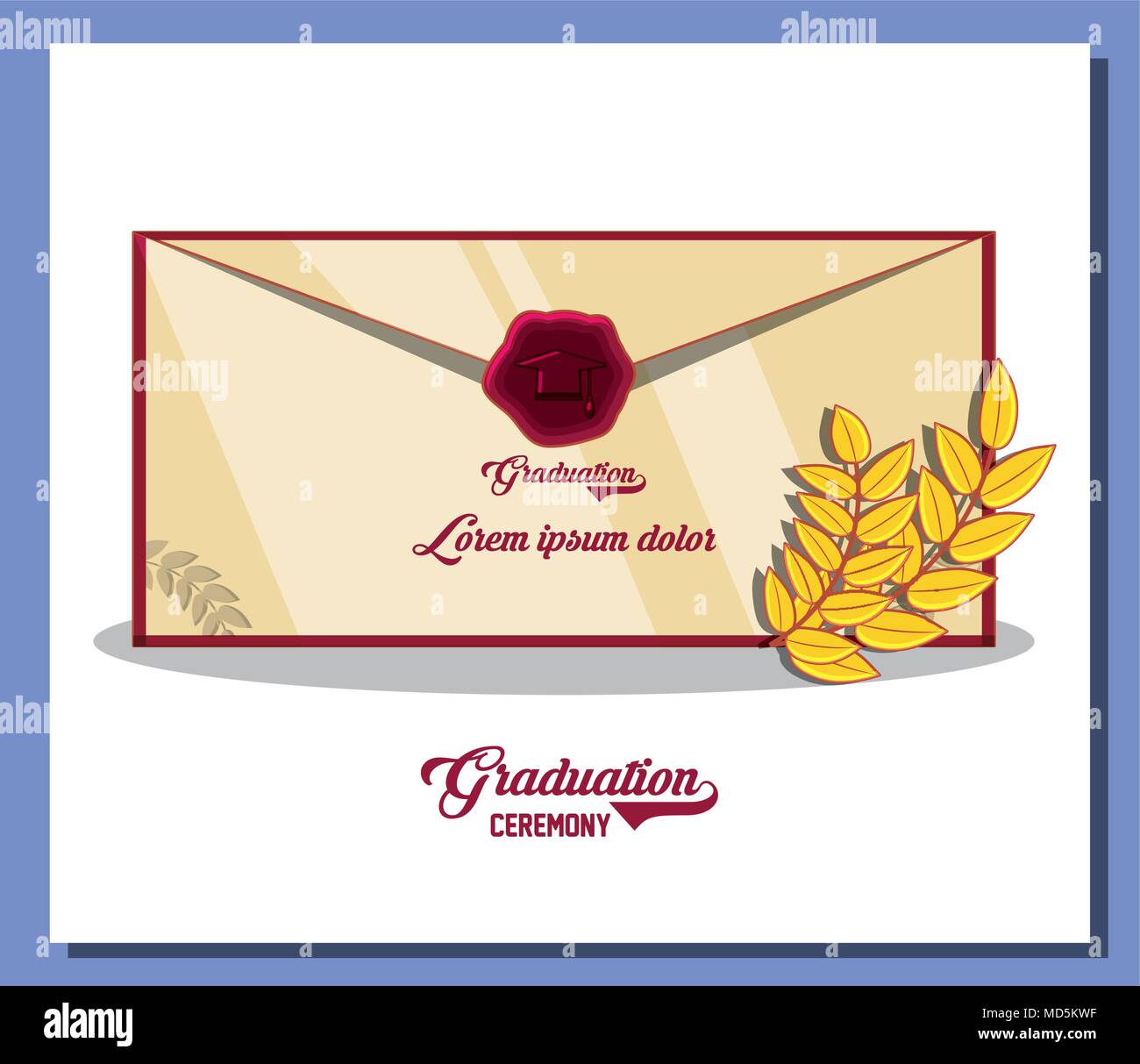 graduation card with envelope vector illustration design Stock Vector ...