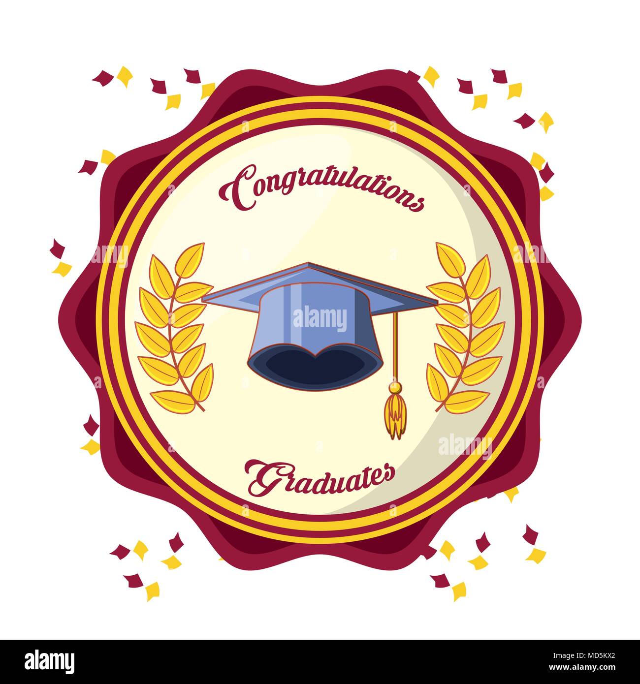 graduation card with hat icon vector illustration design Stock Vector ...