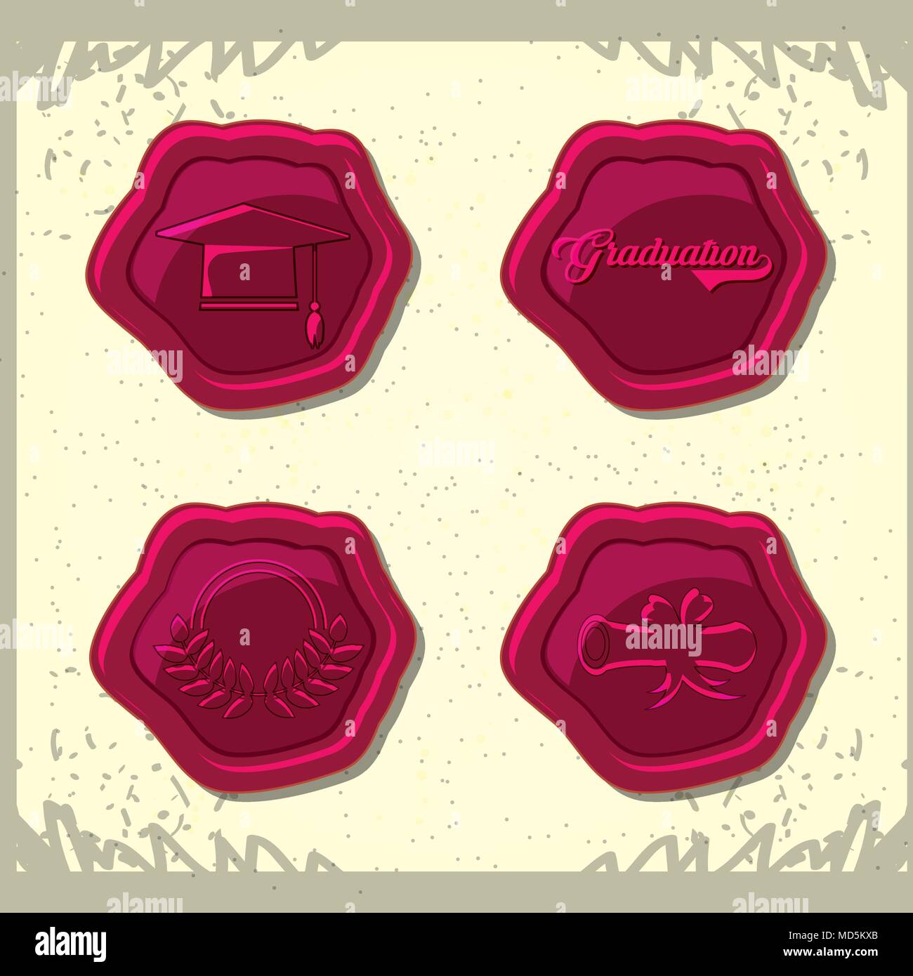 graduation card with wax seal vector illustration design Stock Vector ...