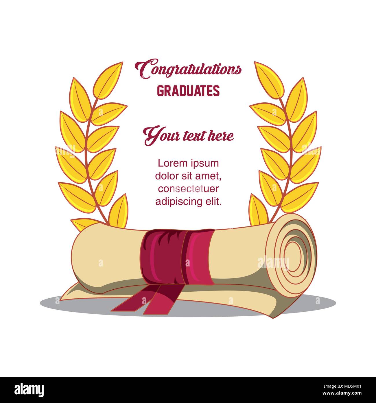 graduation card with diploma icon vector illustration design Stock ...