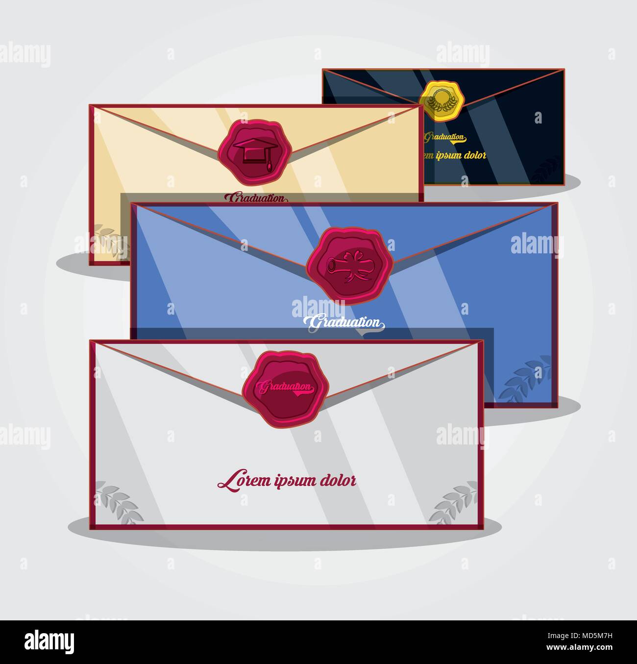 graduation card with envelope vector illustration design Stock Vector ...