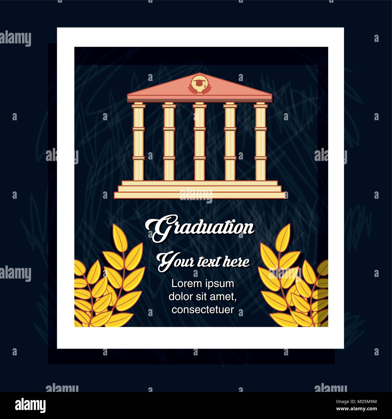 graduation card with classic building vector illustration design Stock ...