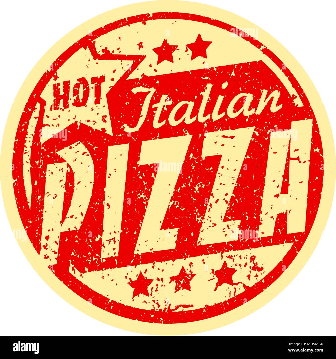 Hot italian pizza grunge vector design in yellow and red colors Stock ...