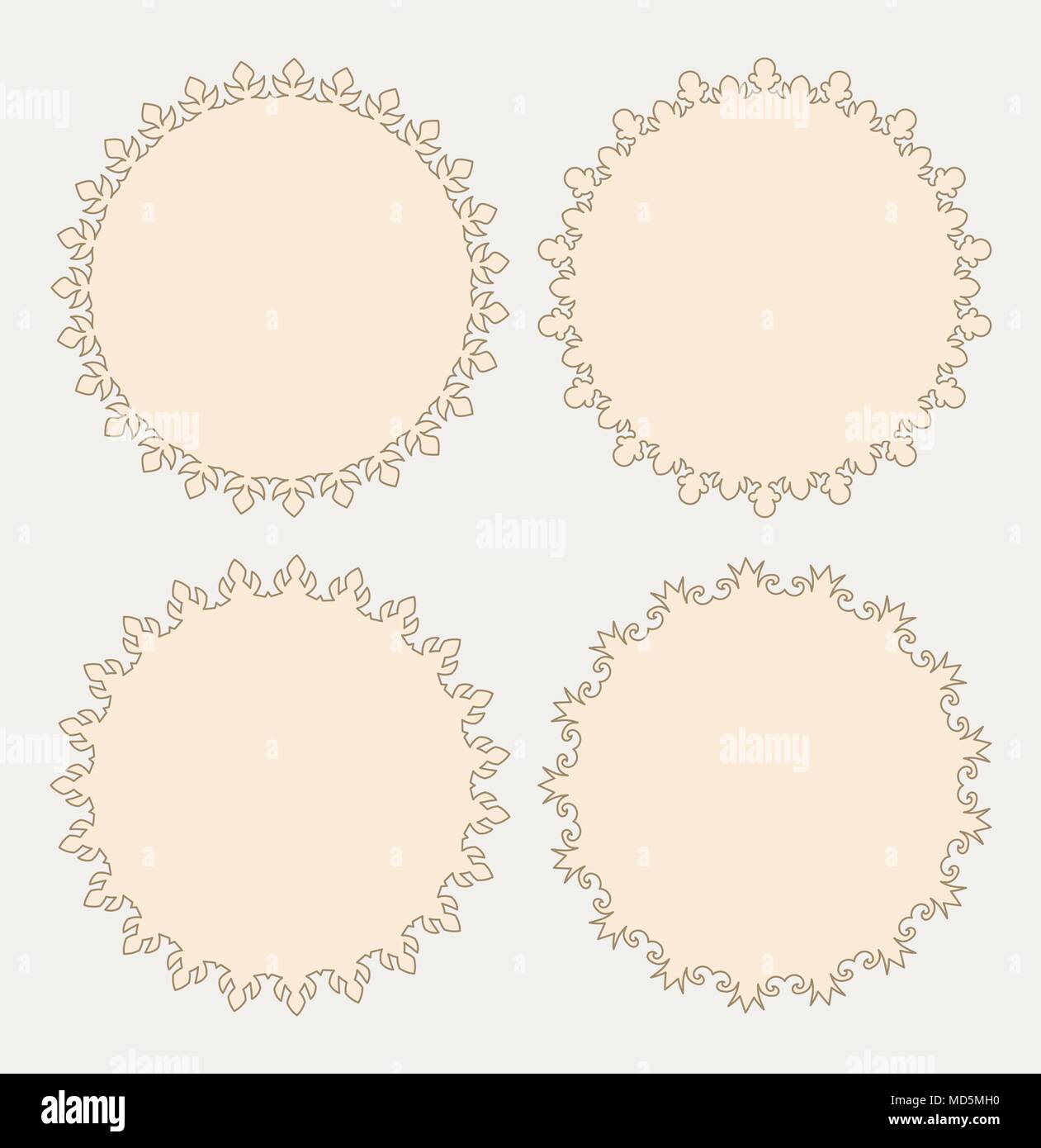 Set of 4 very simple round frames with fully editable stroke width and ...