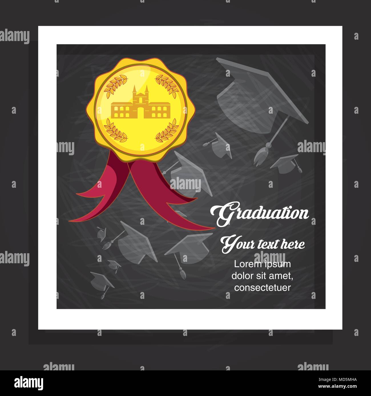 graduation card with wax seal vector illustration design Stock Vector ...