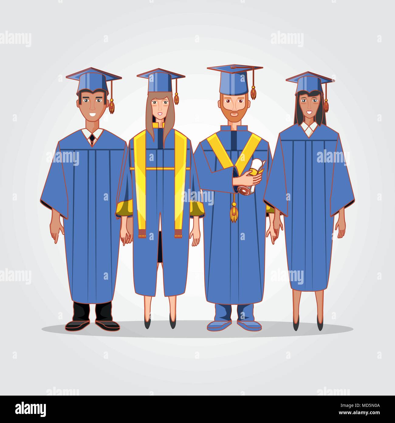 graduate students avatars characters vector illustration design Stock ...