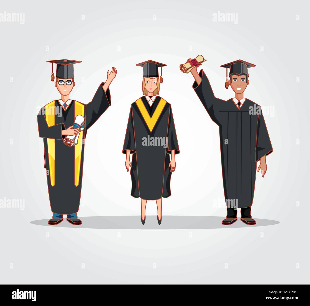 graduate students avatars characters vector illustration design Stock ...