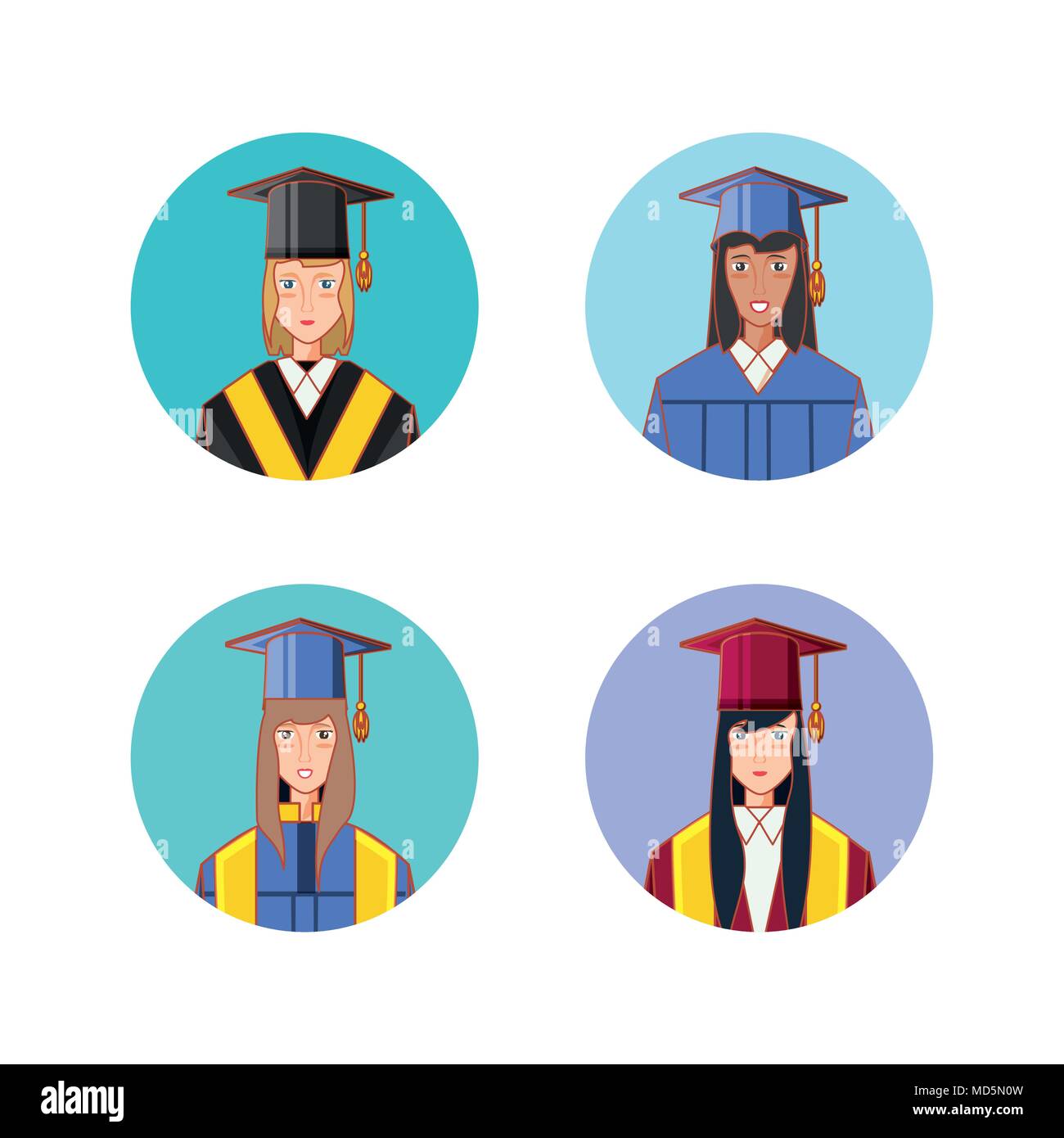 graduate women avatars characters vector illustration design Stock ...