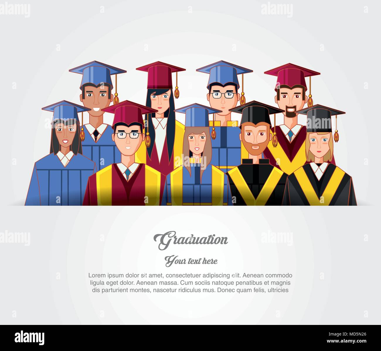 graduate students avatars characters vector illustration design Stock ...