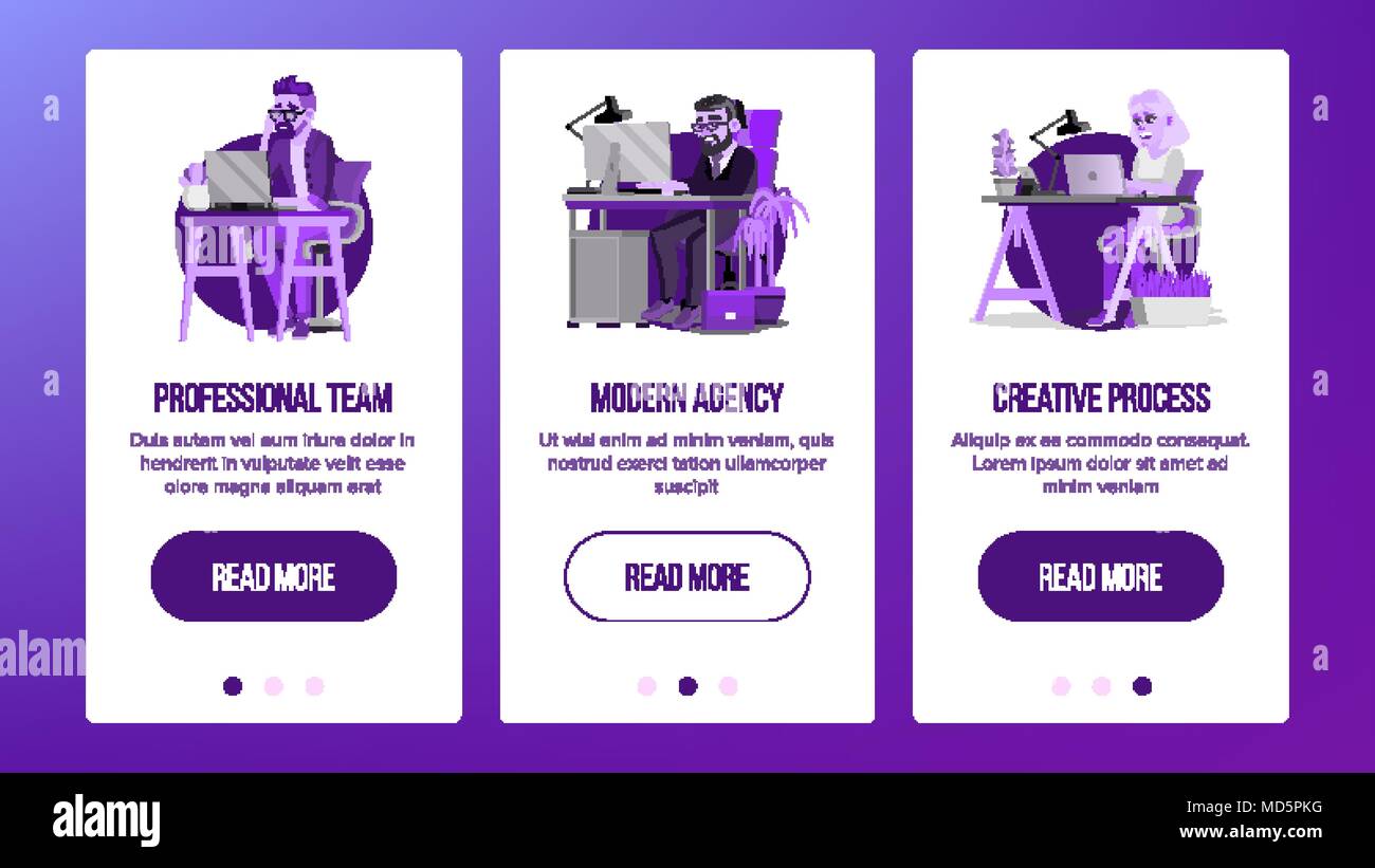Web Page Banners Design Vector. Business Concept. Working Team. Cartoon ...