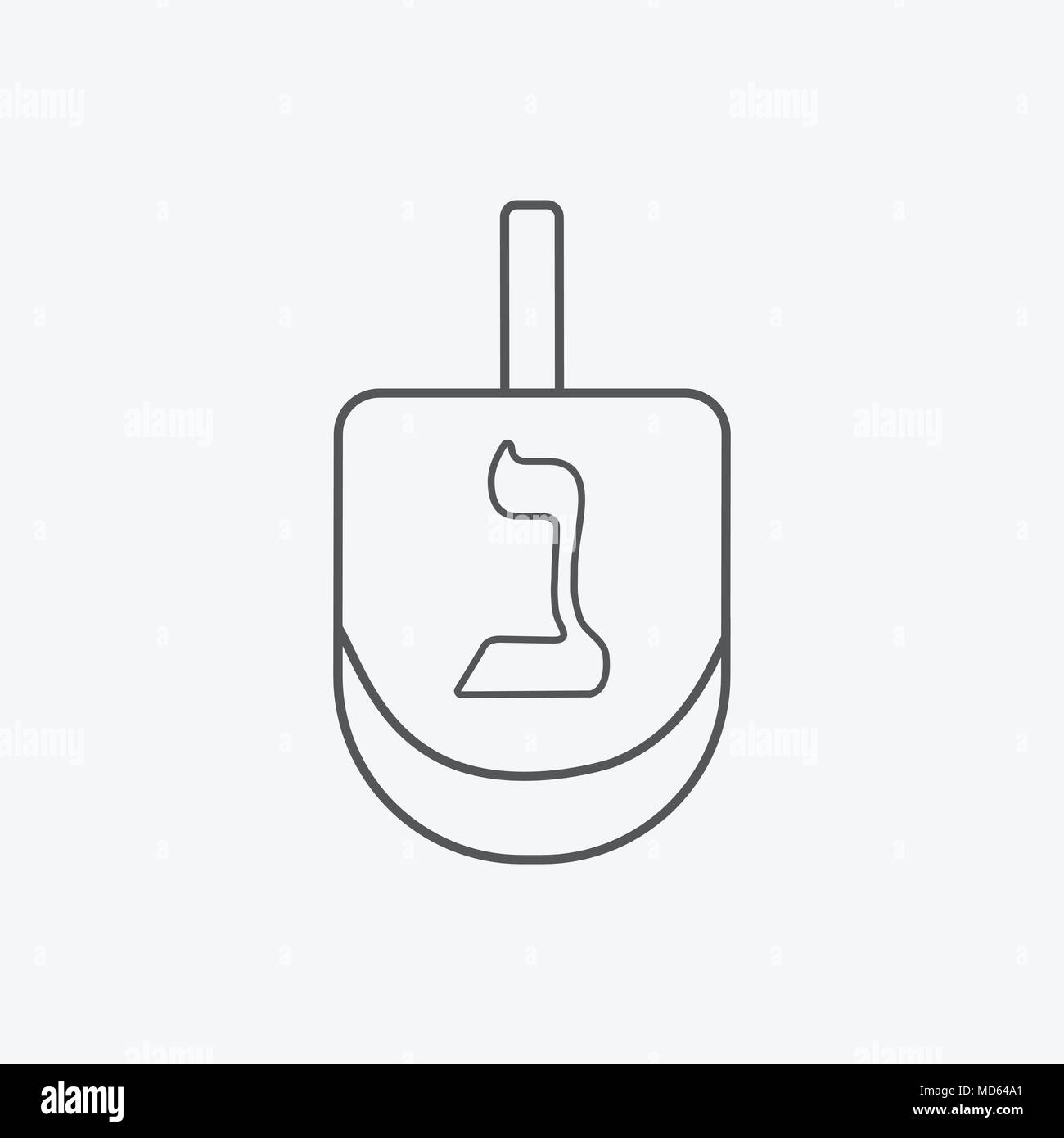 Hanukkah holiday dreidel flat black outline design icon. Vector eps10 ...