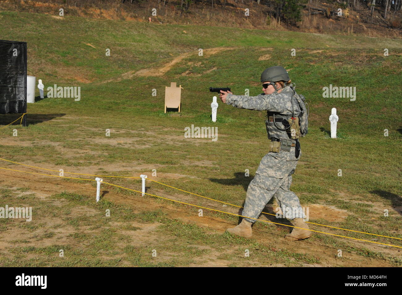 Sgt. Alexandra Wilson, Virginia Army National Guard, engages steel ...