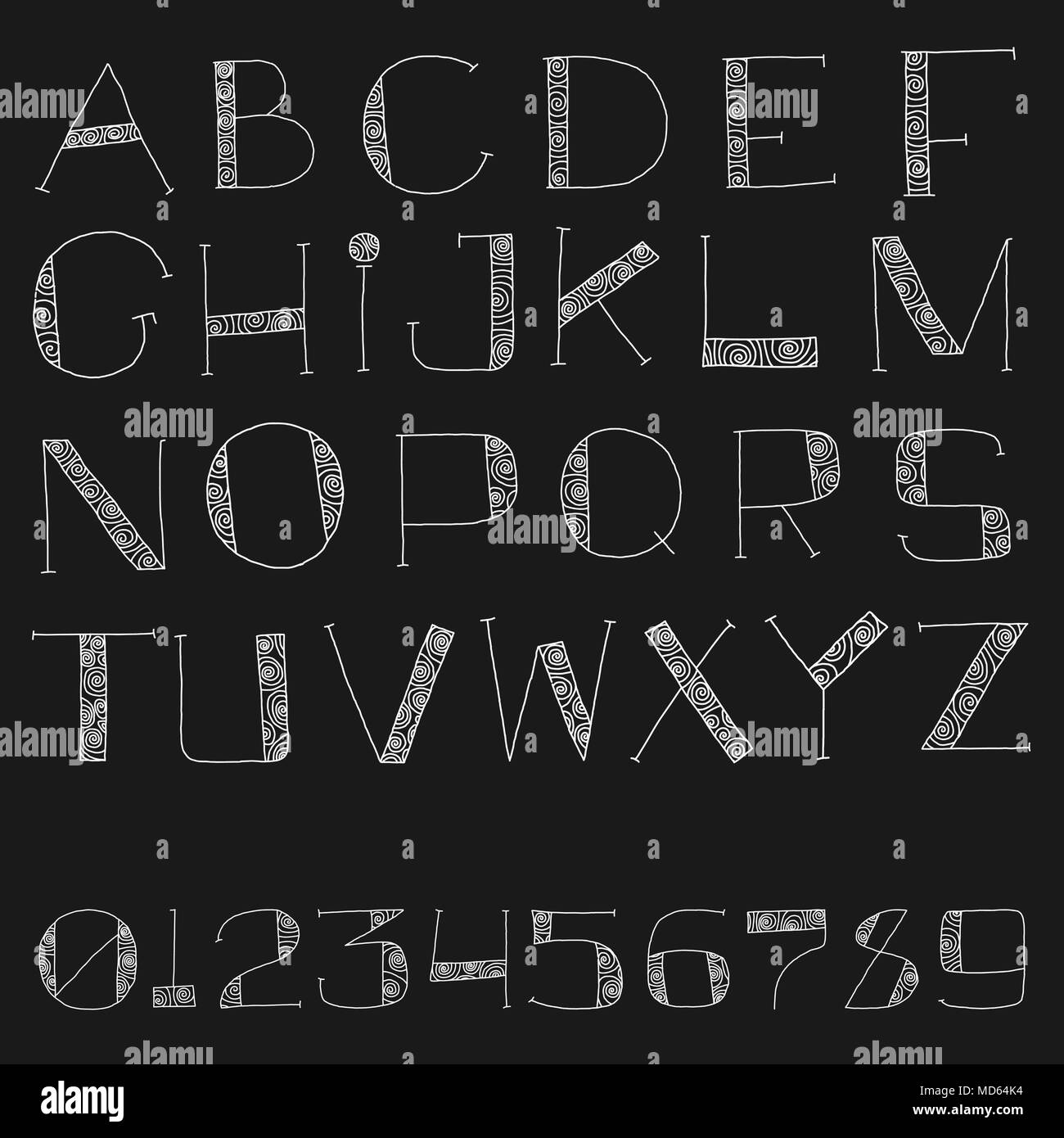 Latin Cartoon Doodle Alphabet Stock Vector Image & Art - Alamy