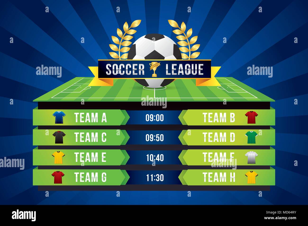 Vector of soccer ball match on green field background Stock Vector ...