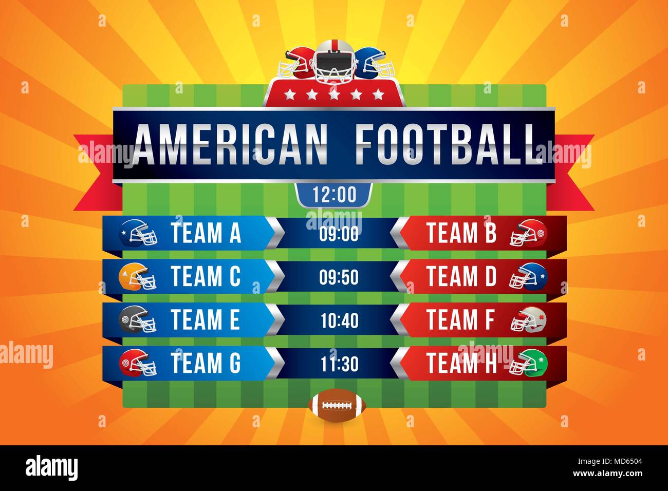 Vector of American football team with scoreboard on green field ...