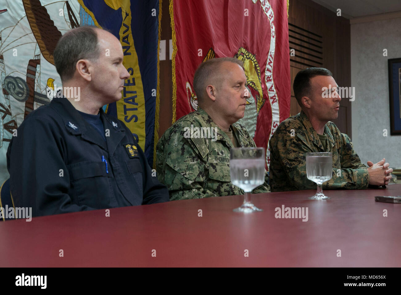Capt. Colby Howard, the ship’s Commanding Officer, left, Capt. Ed ...