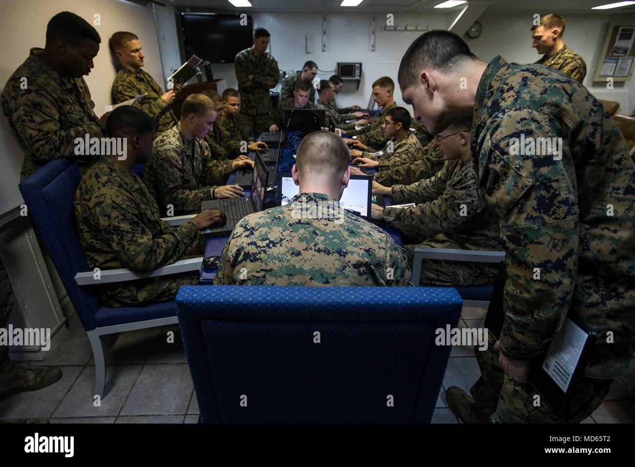 MEDITERRANEAN SEA (March 3, 2018) U.S. Marines assigned to Battalion ...