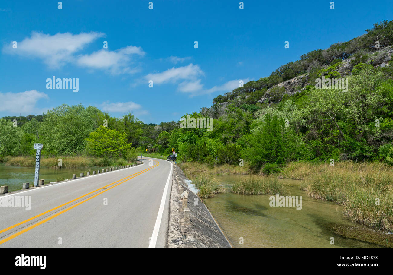 Texas, Hill Country, Kerr County, Guadalupe River, flood guage Stock ...