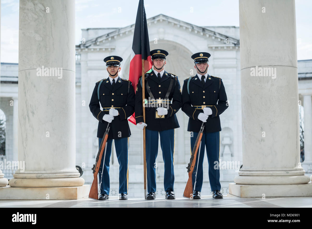 The U.S. Army Color Guard carries the Kuwait flag during an Armed ...