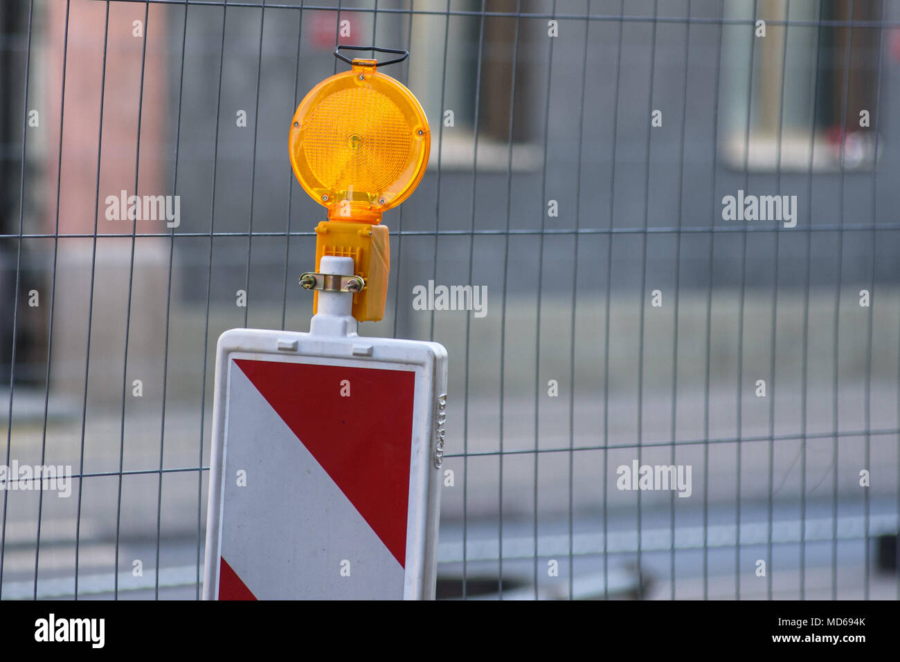 Traffic barricade. Road repair sign Stock Photo - Alamy