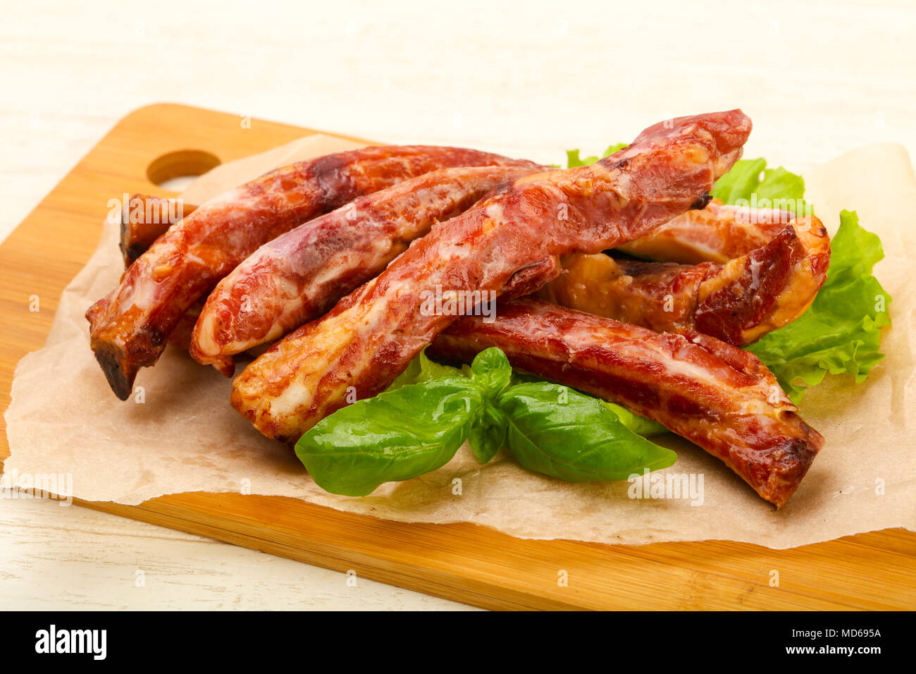 Smoked pork ribs snack Stock Photo - Alamy