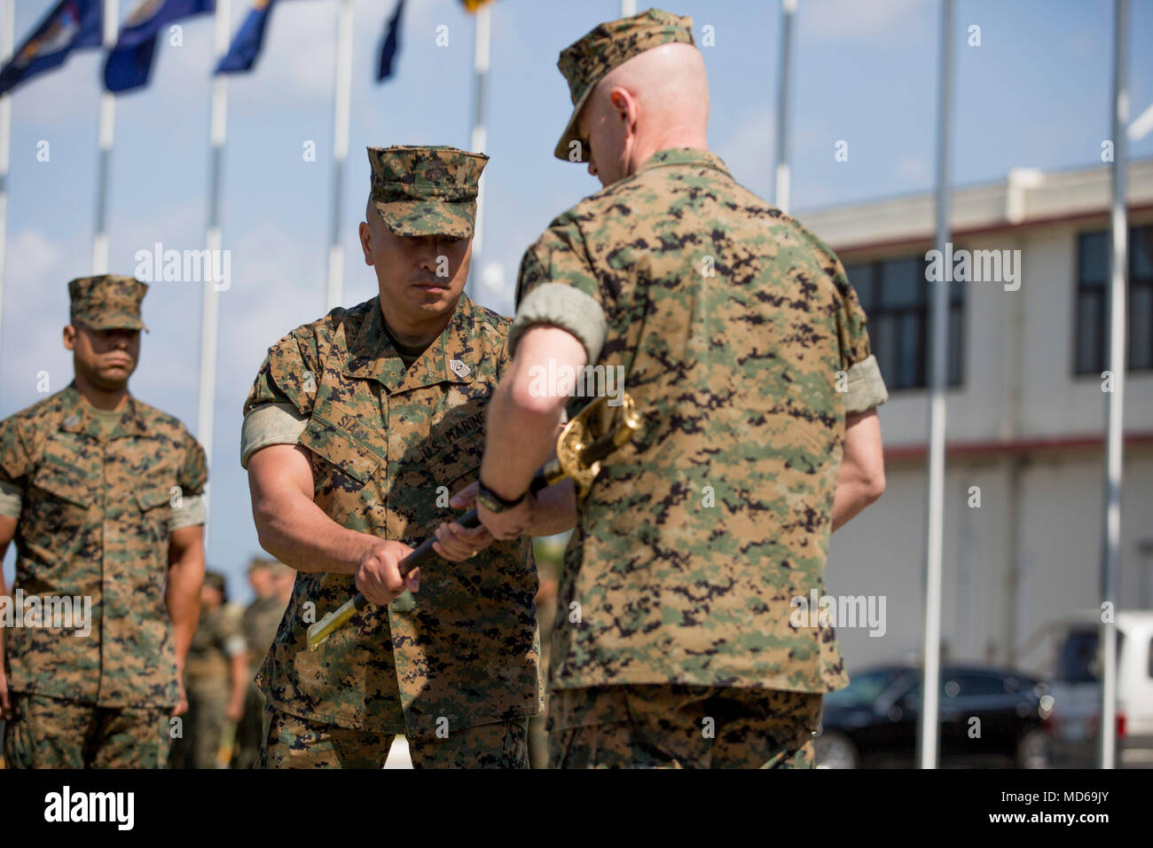 CAMP FOSTER, OKINAWA, Japan – Sgt. Maj. Peter A. Siaw conducts the ...