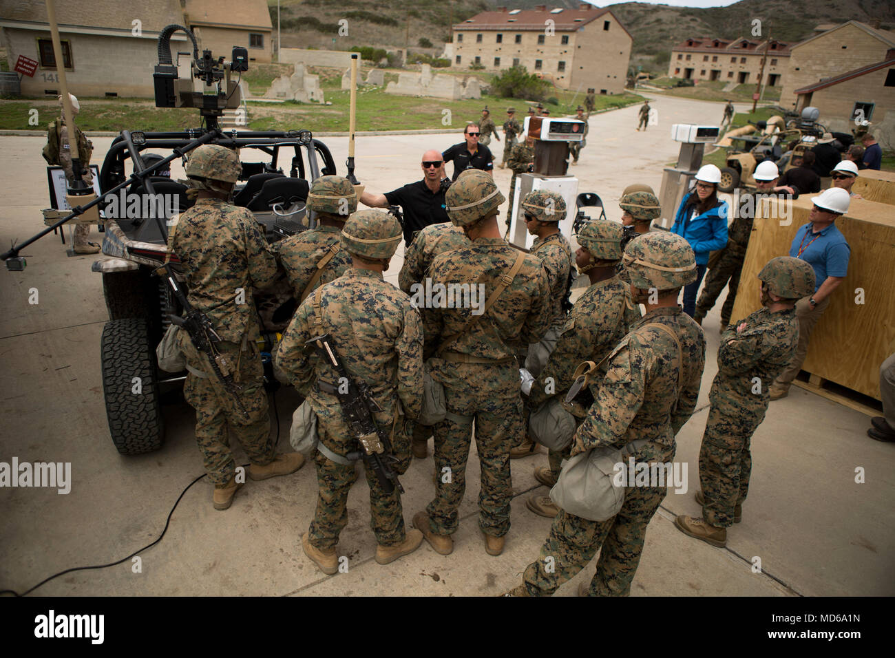U.S. Marines with 3rd Battalion, 4th Marines, Kilo Company gather ...