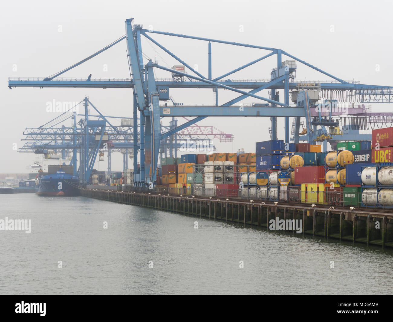 Rotterdam, Netherlands - 20 July 2015: many freight containers are ...
