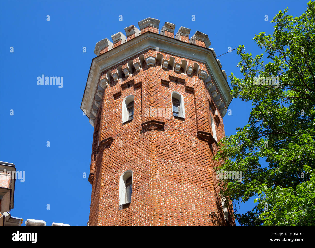 Ramon, Russia - June 07, 2017: Fragment of the tower of the palace ...