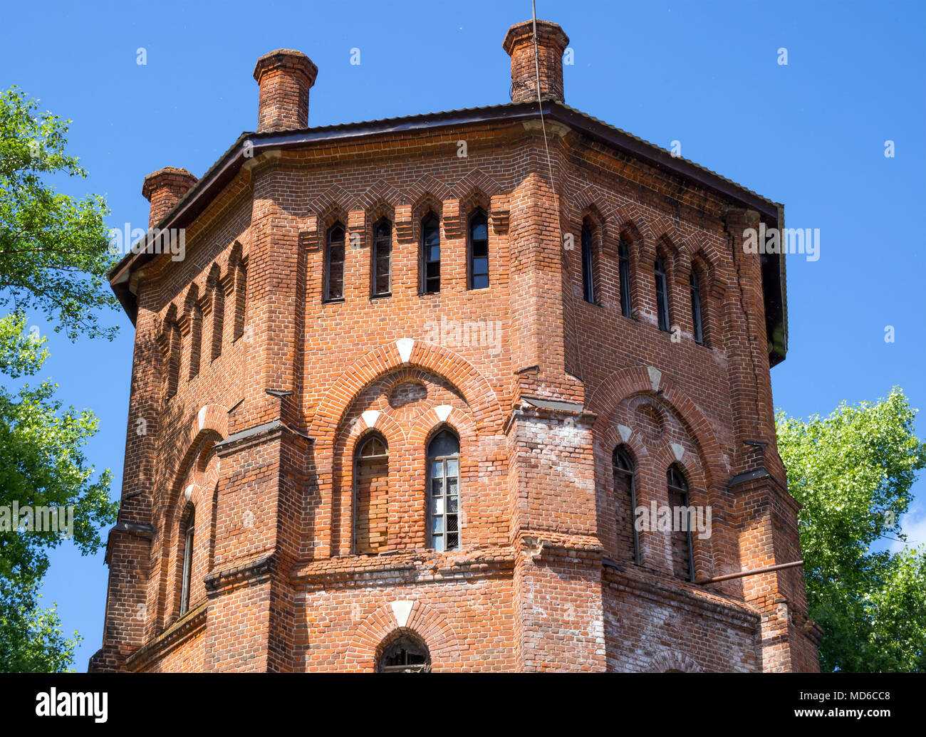 Ramon, Russia - June 07, 2017: Fragment of the water tower of the 18th ...