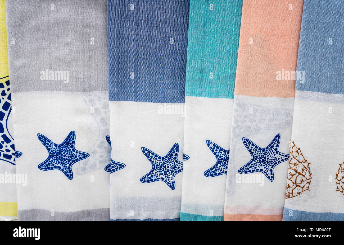 A gift shop selling textiles goods at Kite Beach, Dubai, UAE, Middle ...