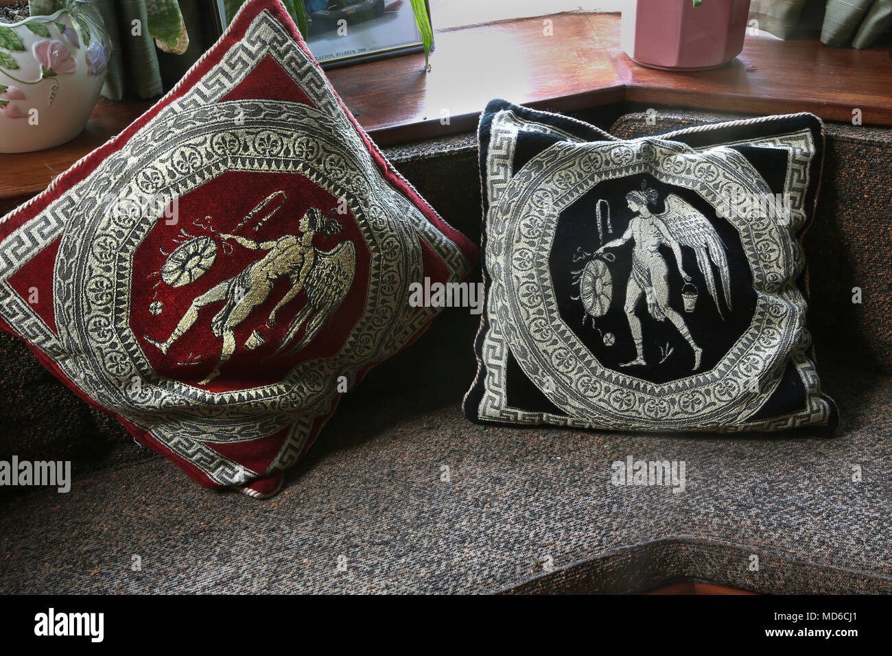 Cushions with Greek Mythological Design Stock Photo - Alamy