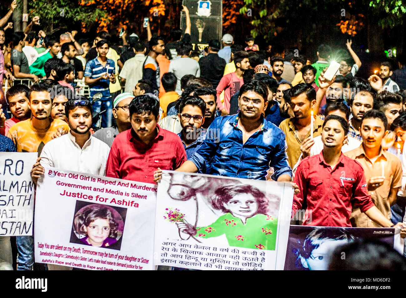 JUNAGADH-GUJARAT-INDIA APRIL 2018: Candle March and Protest by Hindus ...