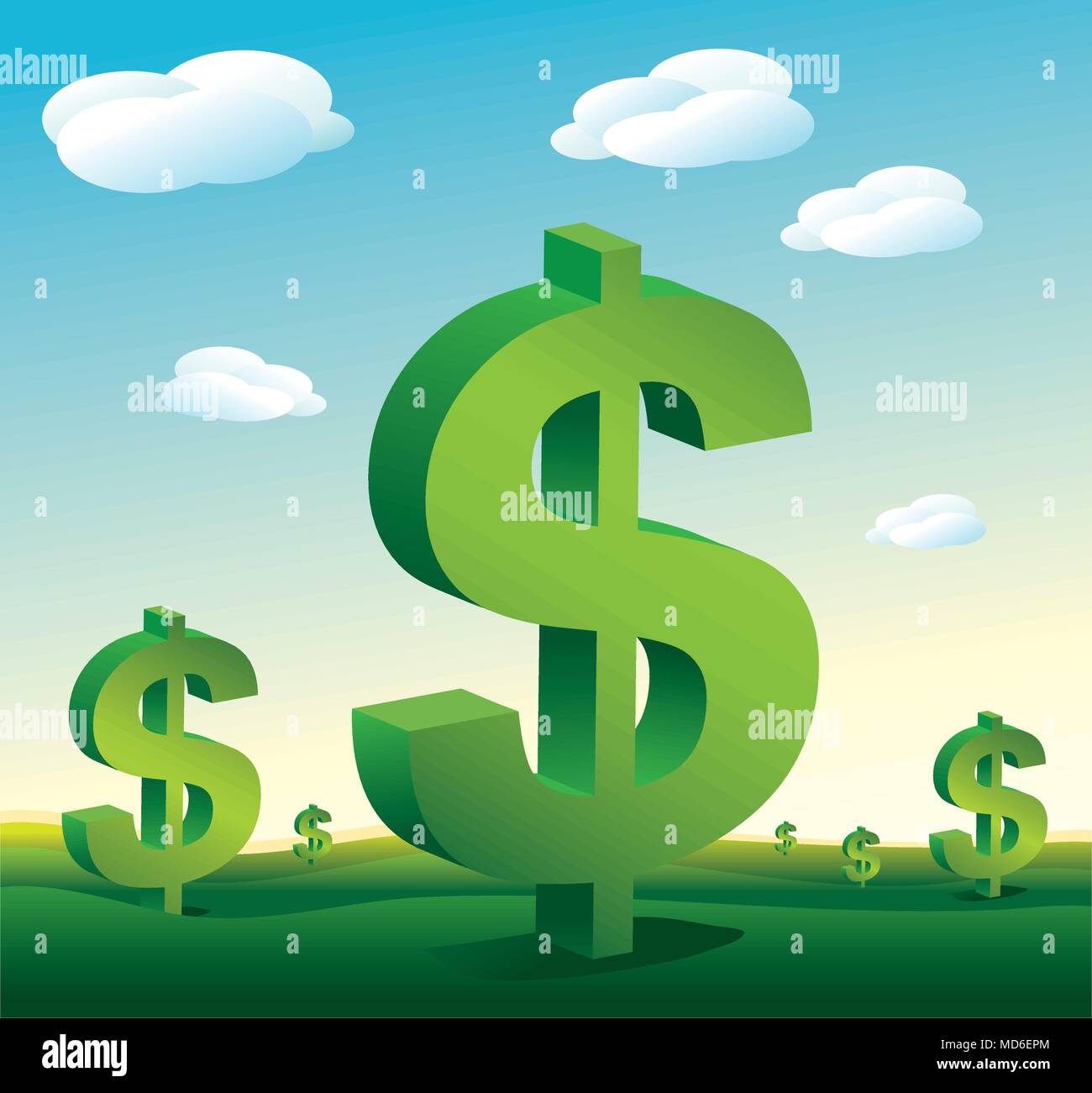 Green landscape dollars background illustration Stock Vector Image ...