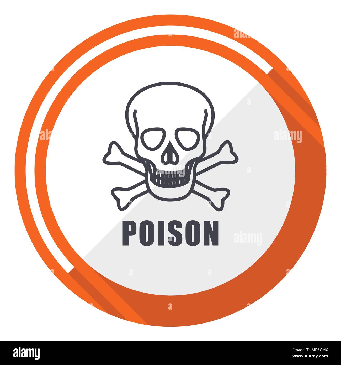 Poison skull flat design orange round vector icon in eps 10 Stock ...