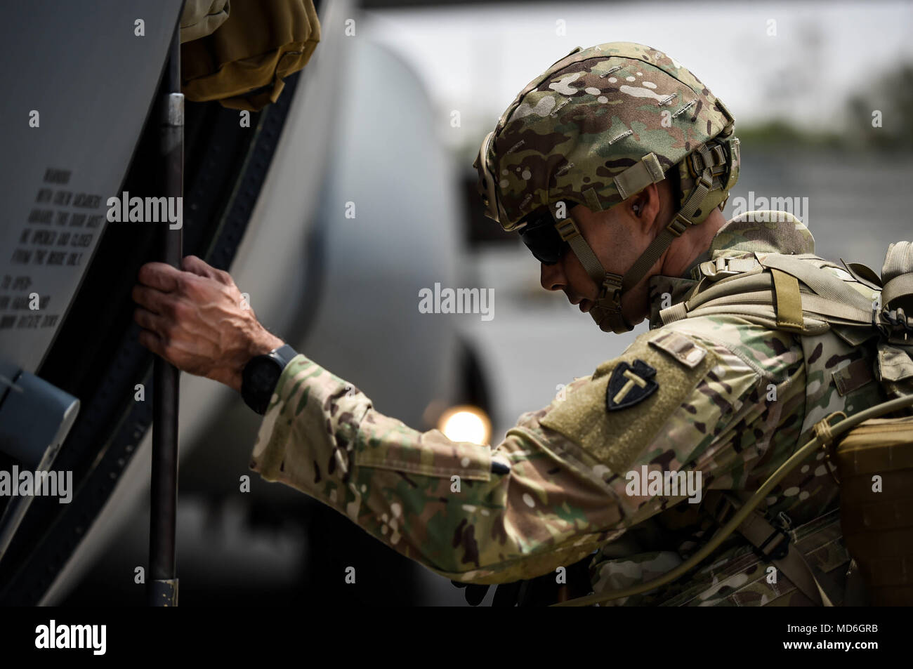 A U.S. Soldier from 3-144 Infantry Regiment, 36 Infantry Division, Task ...
