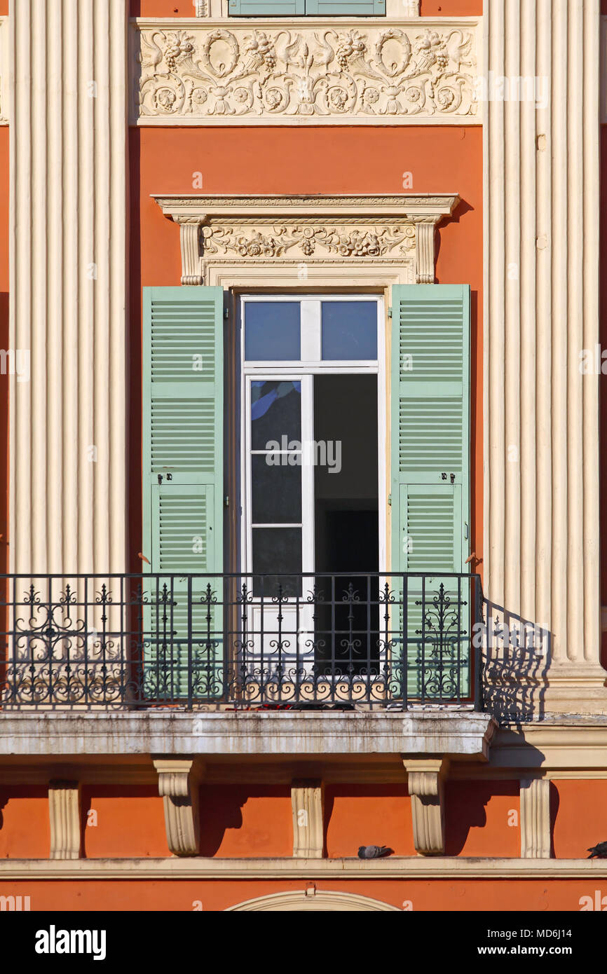 Classic Style French Balcony With Big Window Stock Photo - Alamy