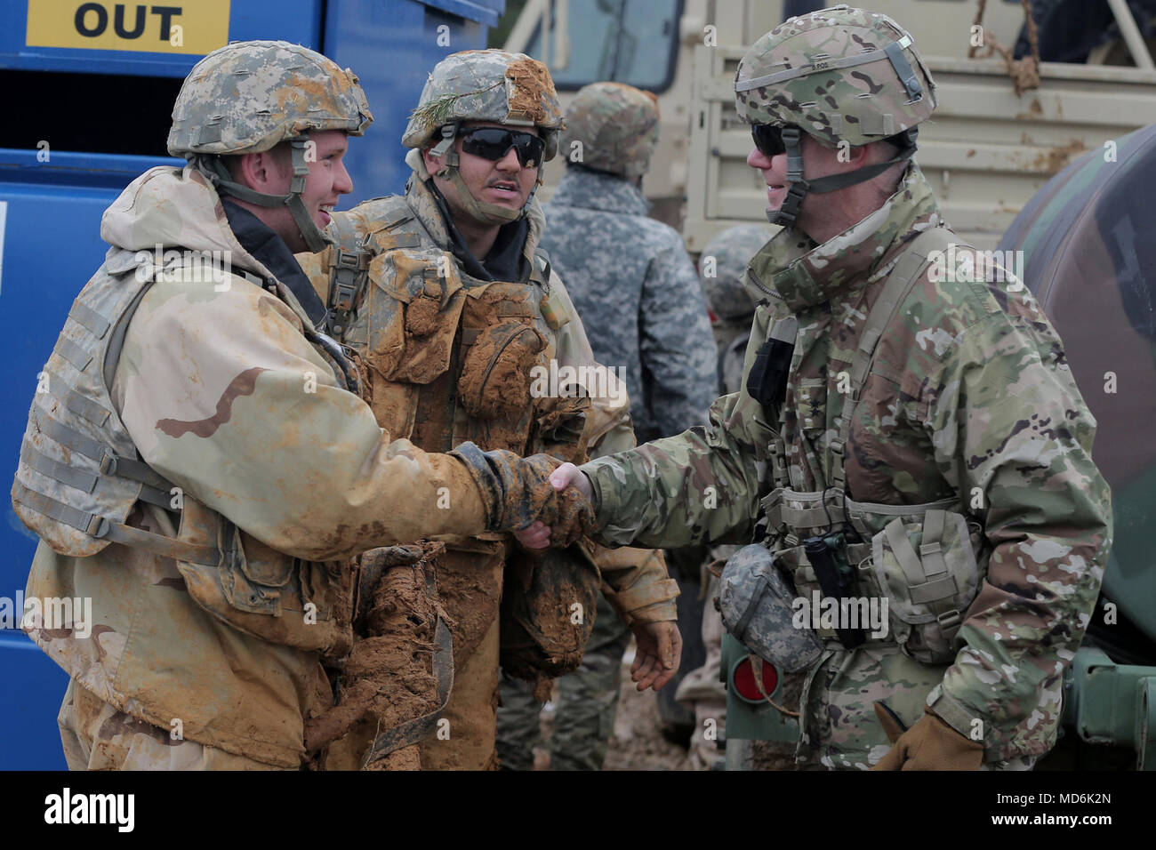 U.S. Army Reserve Soldiers, left, assigned to the 417th Quartermaster ...