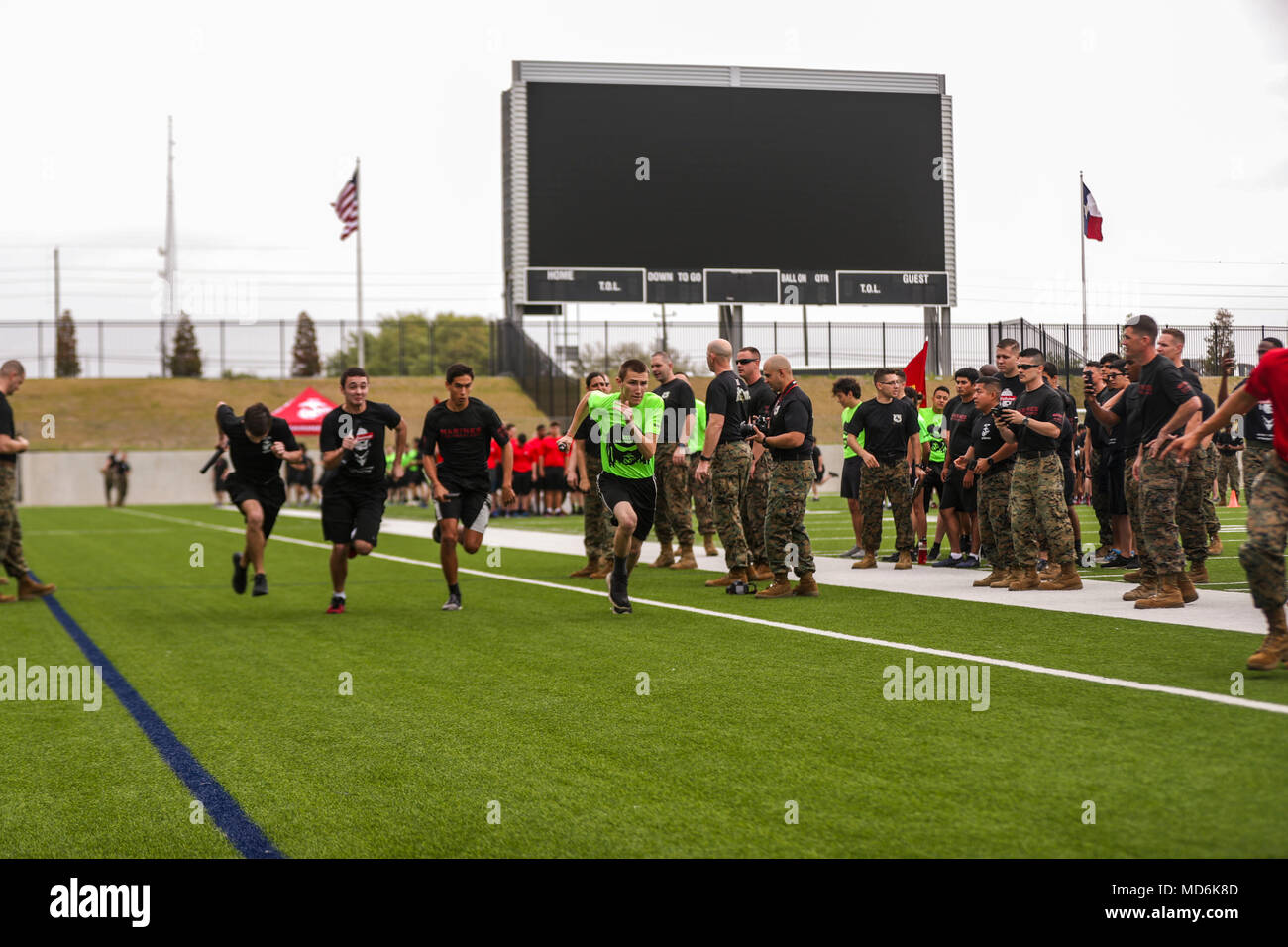 U.S. Marines and poolees with Recruiting Station Houston, conduct an ...